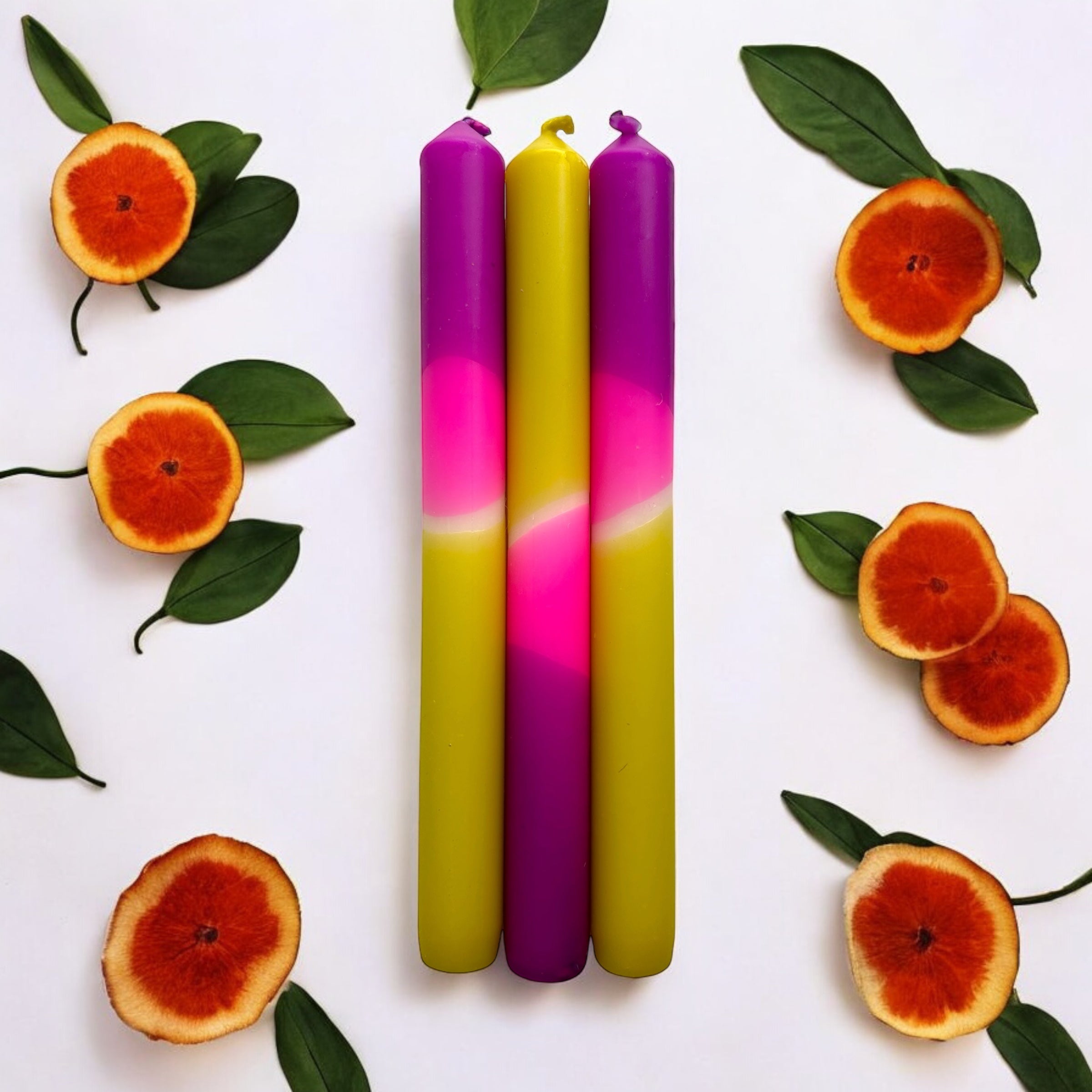 MAGENTA MIRAGE - Dip Dye Dinner Candle Trio – The Colour Emporium